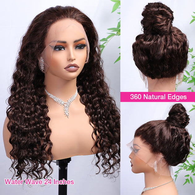 Flash Sale Chocolate Brown 360 Lace Frontal Wigs With Hidden Strap Rea ...