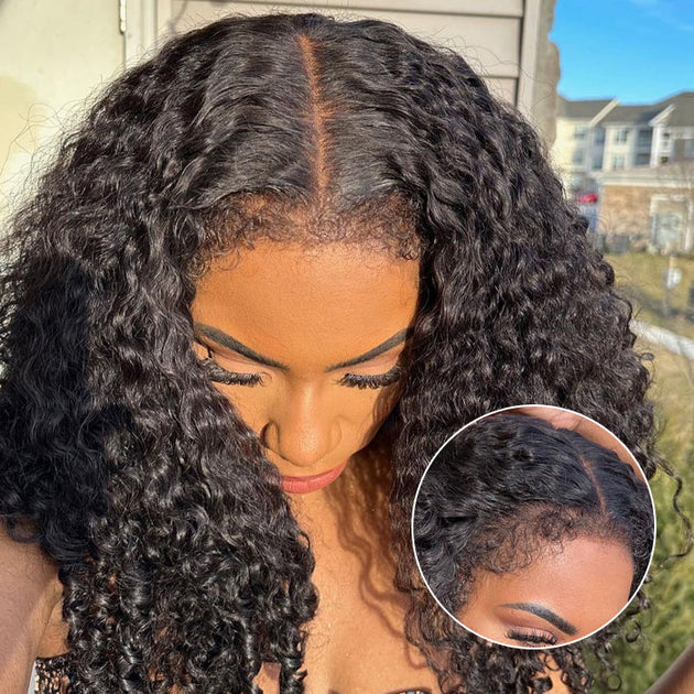 4C Curly Edges Lace Frontal Wig Invisible HD Lace Curly Human Hair Wig ...