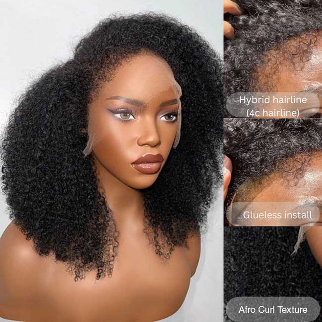 Kinky Edge Hairline Afro Kinky Curly Lace Front Wig Pre Bleached Real ...
