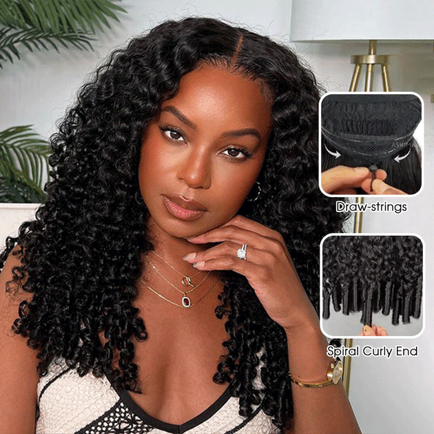 300% Burmese Curly HD Lace Frontal Wig With Spiral Curly Ends Pull & G ...