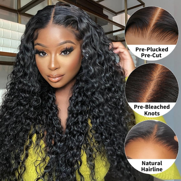 Pull Go 13X4 Pre Cut HD Lace Glueless Water Wave Wig Human Hair Wigs W ...