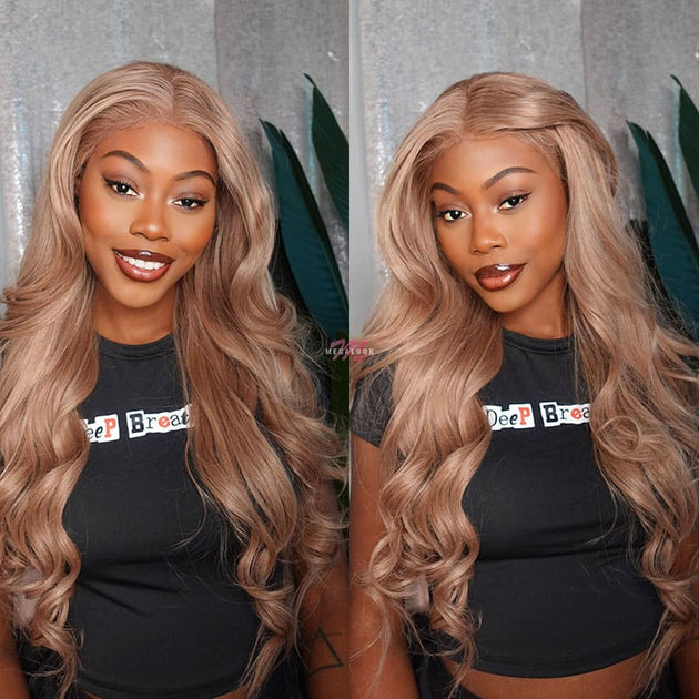 Light Flaxen Brown Blonde Wig | Milk Tea Brown Glueless Body Wave Lace ...