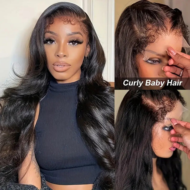 4C Edges Body Wave HD Lace Wig 250%/300% Density Glueless 4C Hairline ...