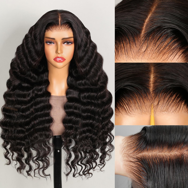 Pre All Glueless Loose Deep Wave Wig Put On & Go Human Hair Wig Pre-Bl ...