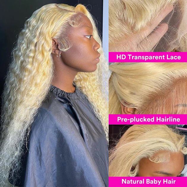 613# Deep Wave 13x4 HD Lace Front Wigs Barbie Colored Human Hair 220% ...