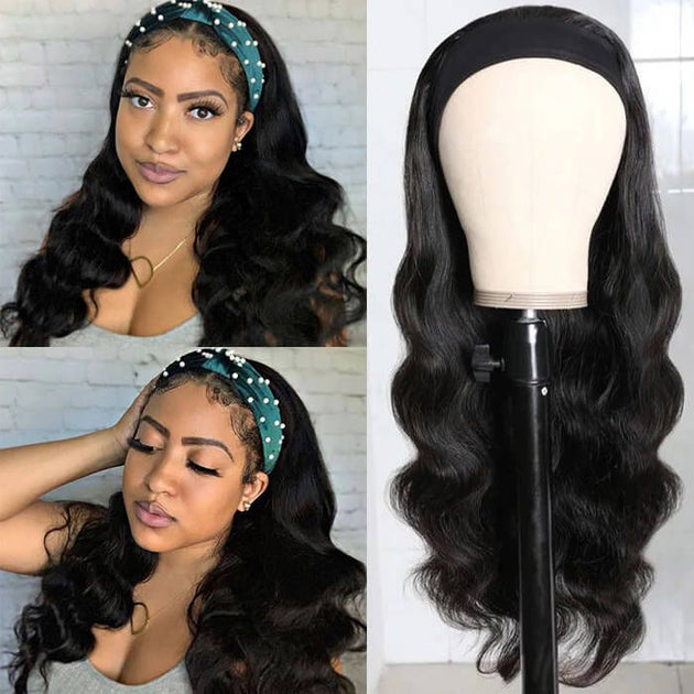 Body Wave Headband Wigs Human Hair Half Wigs Versatile & Natural Headb ...